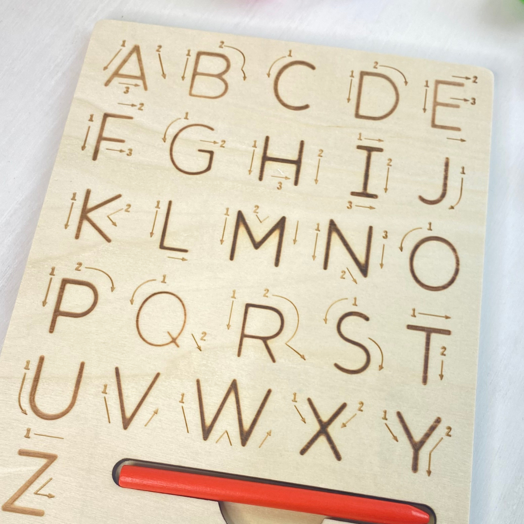 Double-Sided Wooden Alphabet Tracing Board | Writing Practice – Fun ...