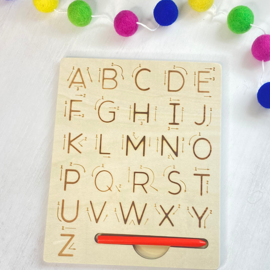 Double-Sided Wooden Alphabet Tracing Board | Writing Practice – Fun ...