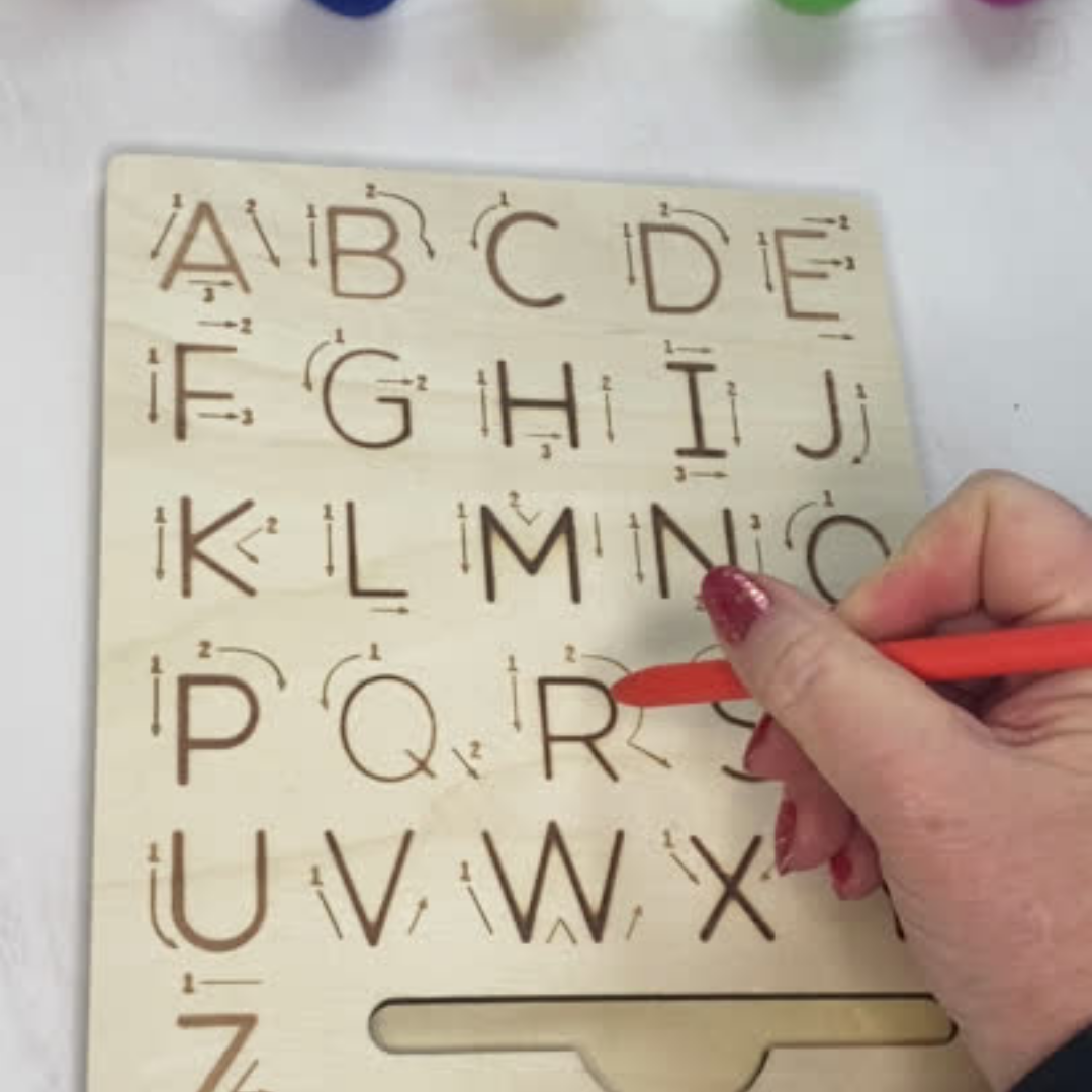 Double-Sided Wooden Alphabet Tracing Board | Writing Practice – Fun ...