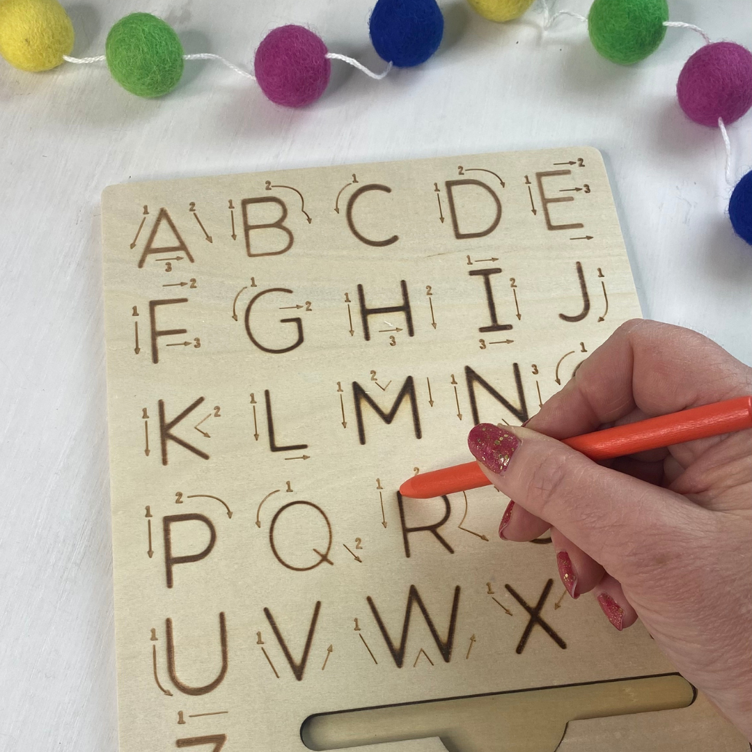 Double-Sided Wooden Alphabet Tracing Board | Writing Practice – Fun ...